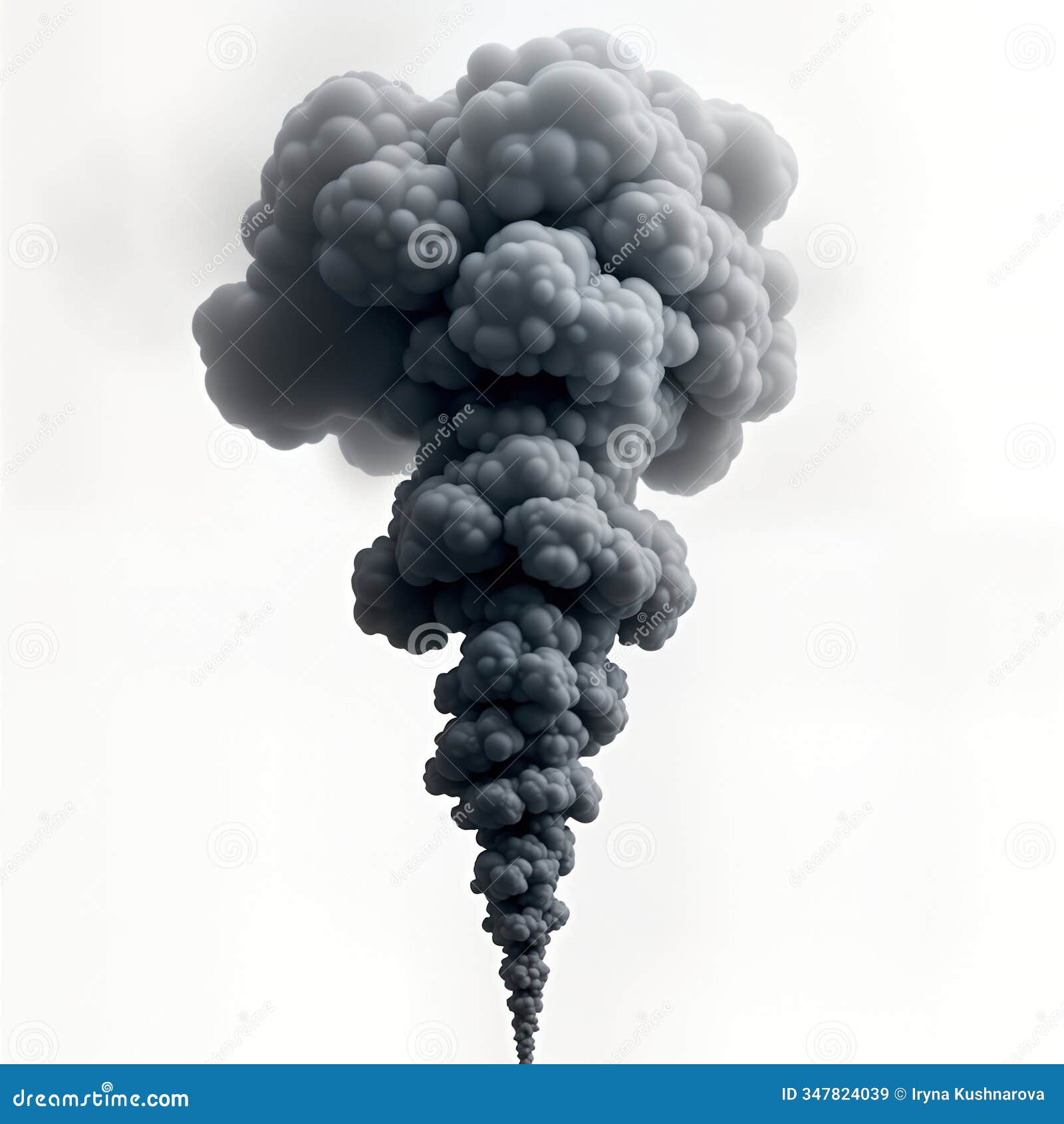 Abstract Gray Smoke Cloud. Vertical Smoke Motion. 3D Abstract Design ...