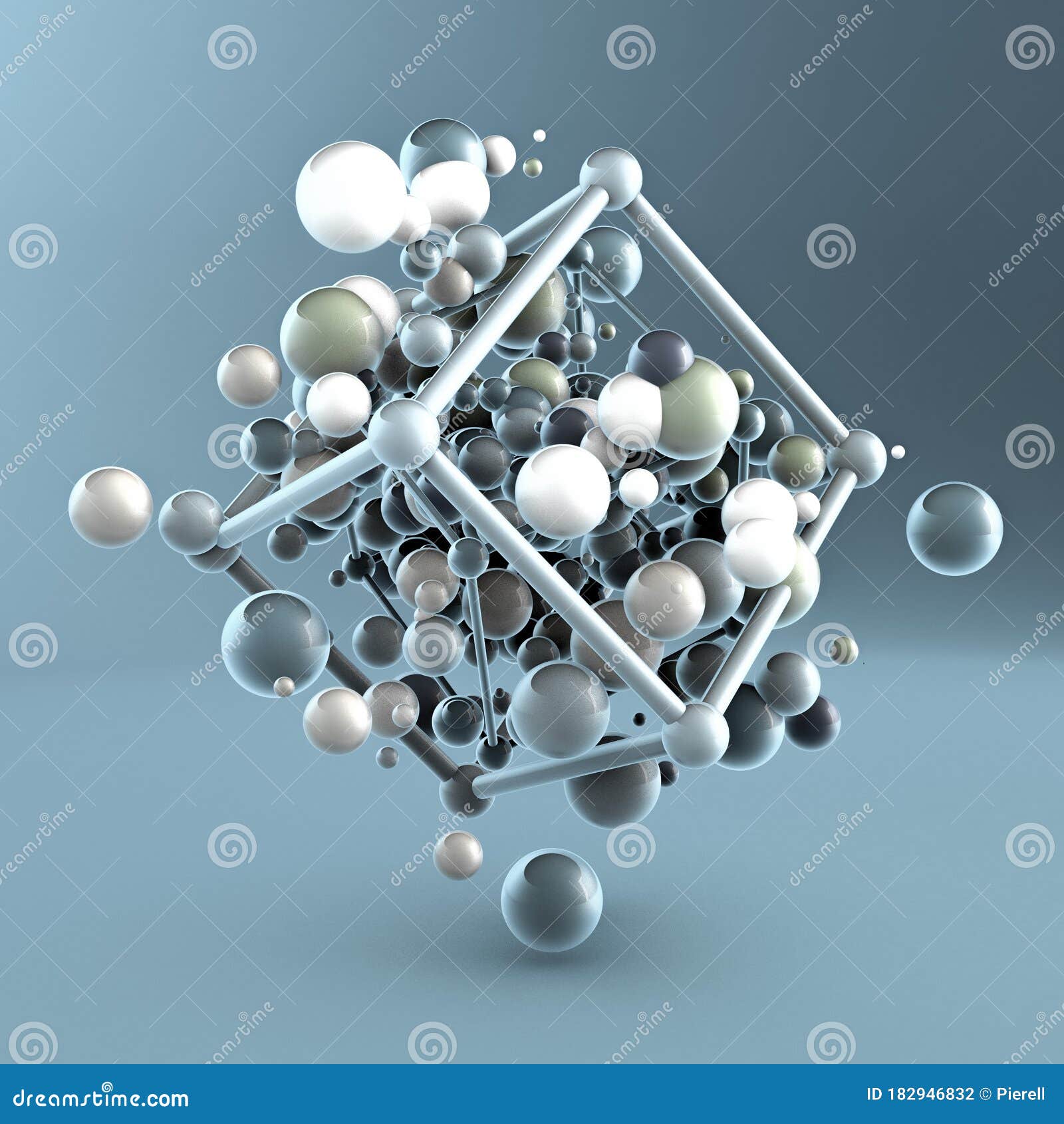 Abstract Gray Structure Background with Balls. 3d Illustration, 3d ...