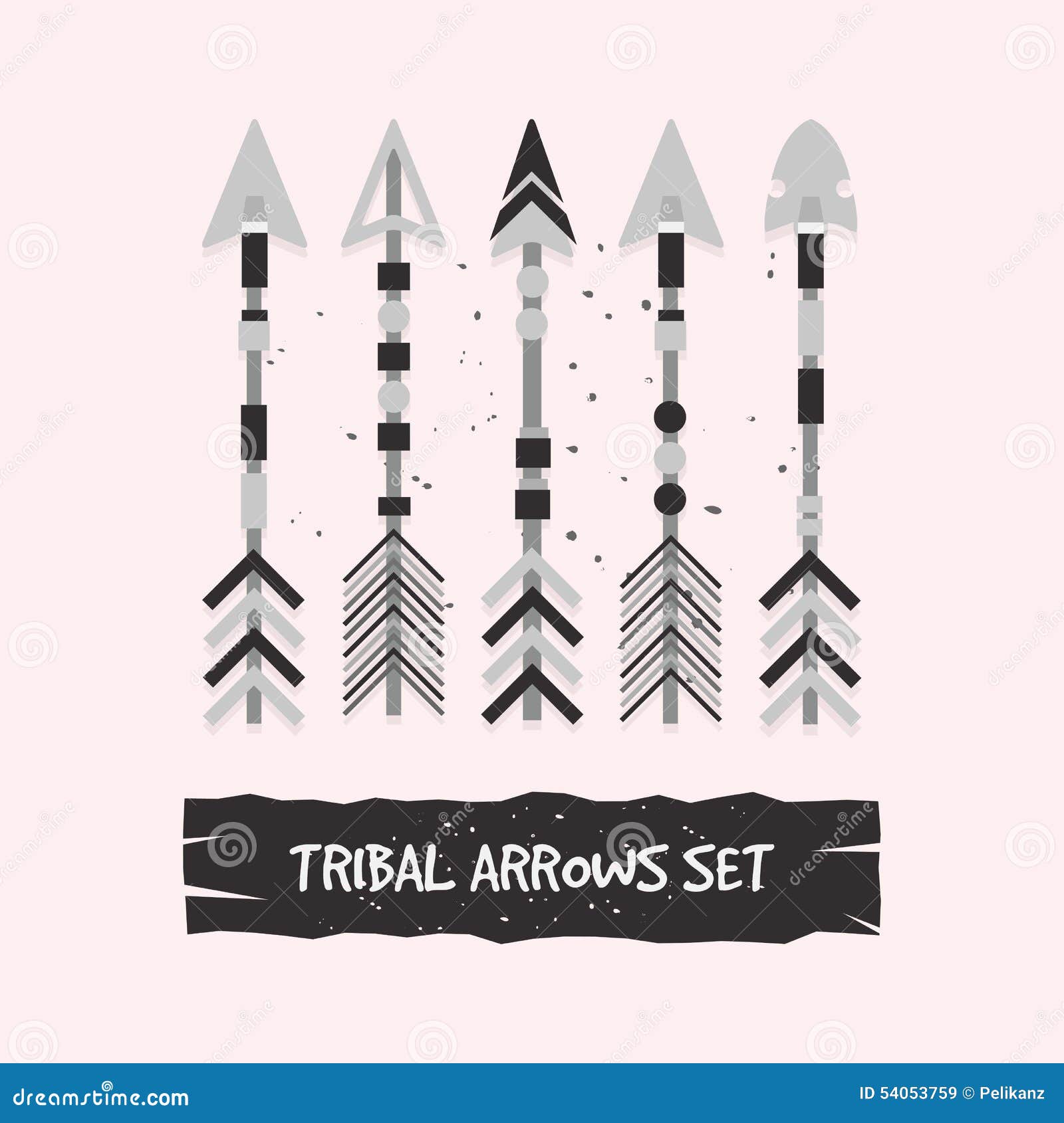 Tribal Arrows Crossed Circle Heart Set Icon. Clipart Image Vector ...