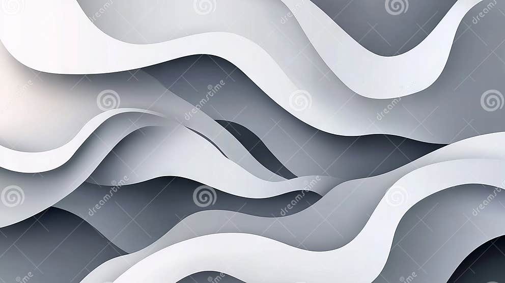Abstract Gray and White Wavy Pattern Background with Smooth Curves ...