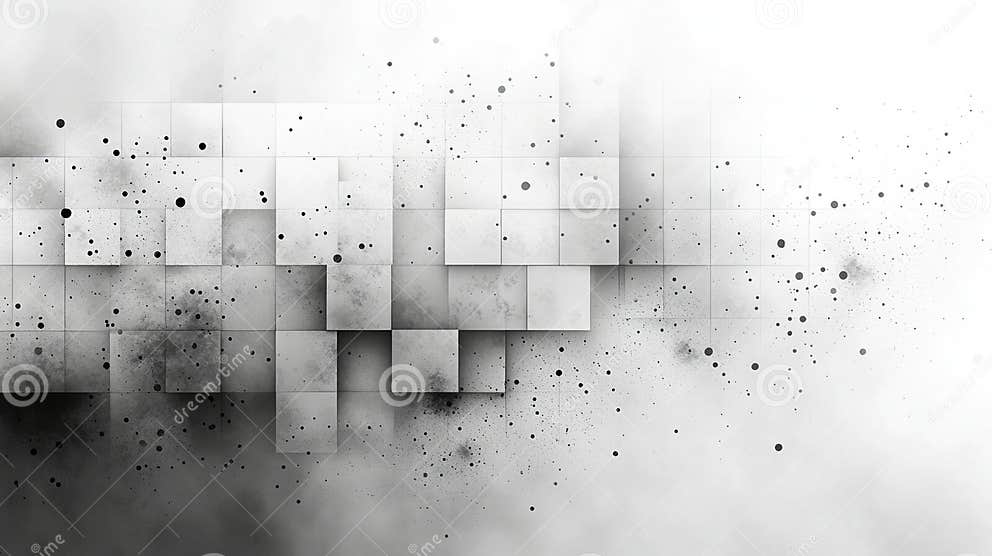 Abstract Grayscale Cubes, Digital Art, White Background, Data ...