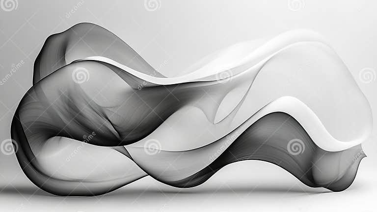 Abstract Grayscale Flowing Forms on White Background Stock Illustration ...