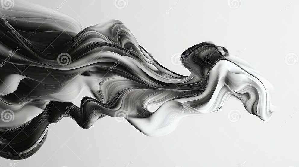 Abstract Grayscale Flowing Wave Form Design Stock Illustration ...