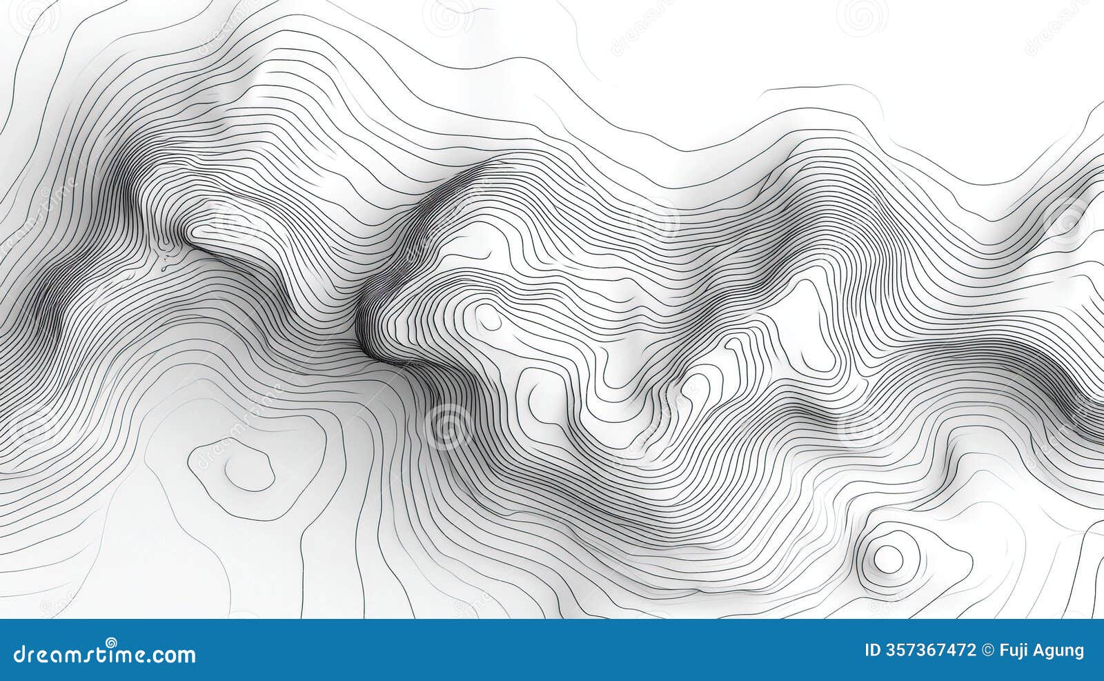 Abstract Grayscale Topographic Map with Flowing Lines and Curves ...