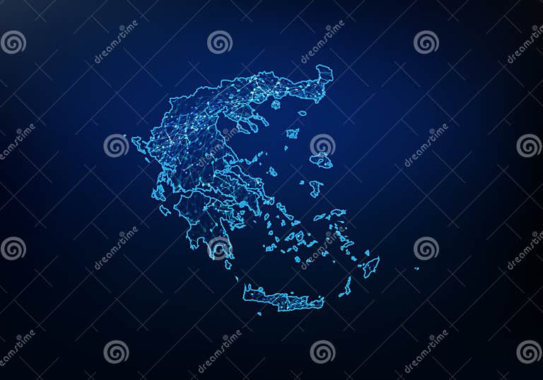 Abstract of Greece Map Network, Internet and Global Connection Concept ...