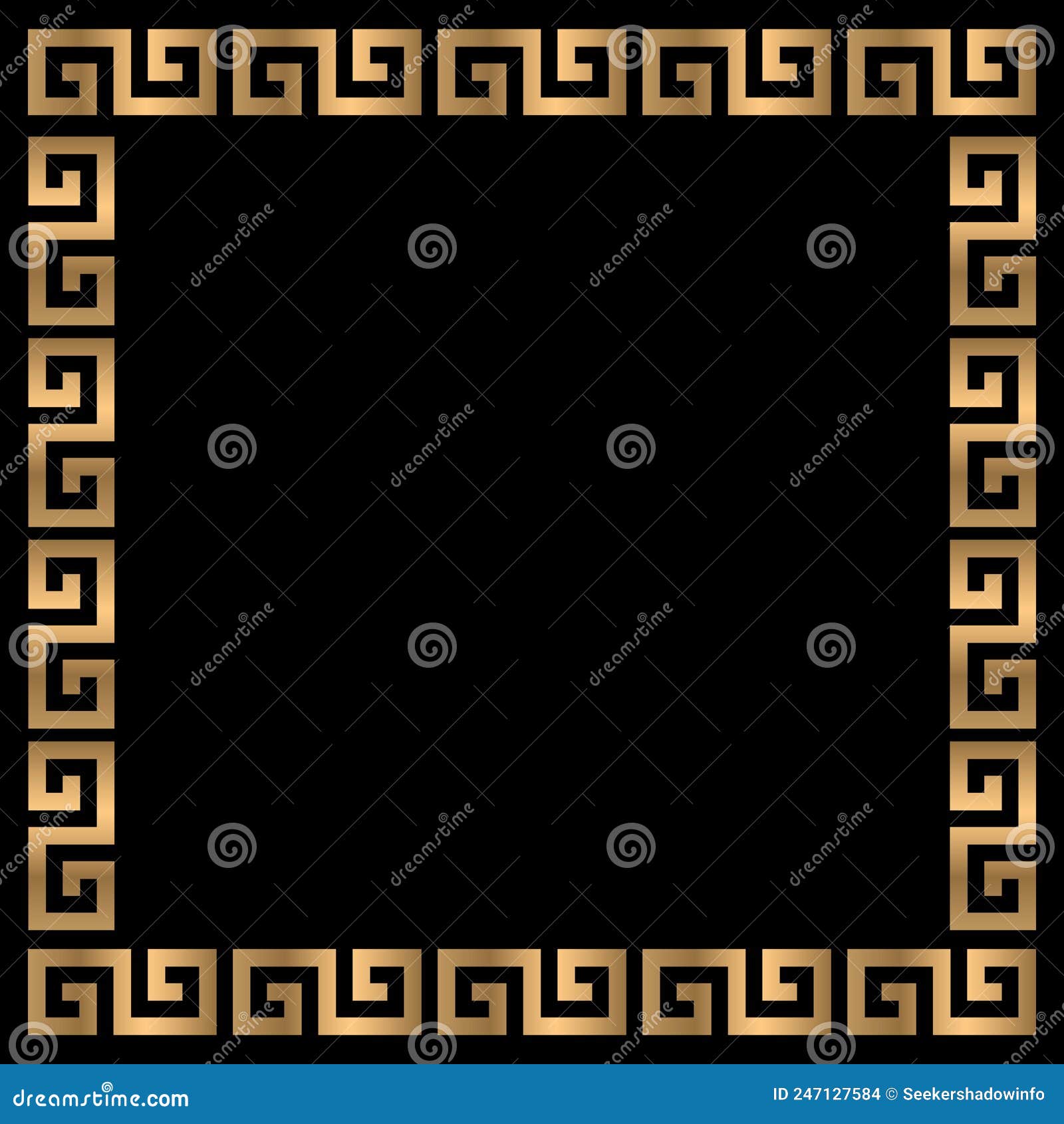Abstract Greek Key Border. Elegant Gold Square Frame Patterns. Golden ...