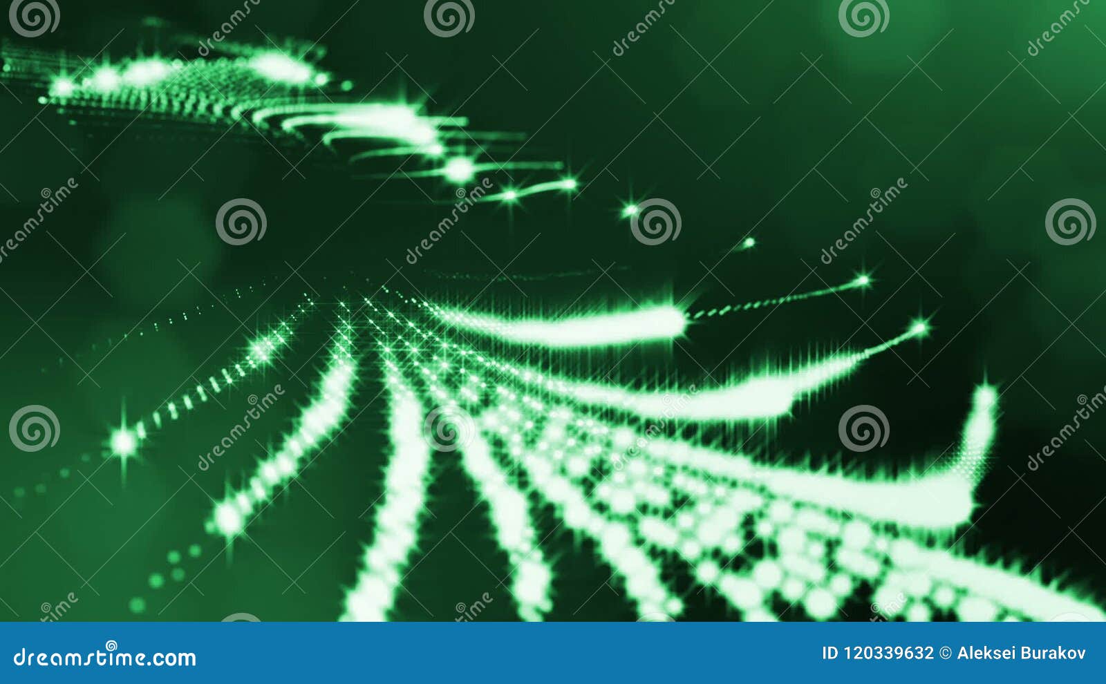 Abstract Green Background As a Loopable Sequence with Glow Particles and Depth of Field. 3d ...