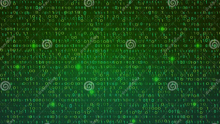 Abstract Green Background with Binary Code Numbers. Data Breach ...
