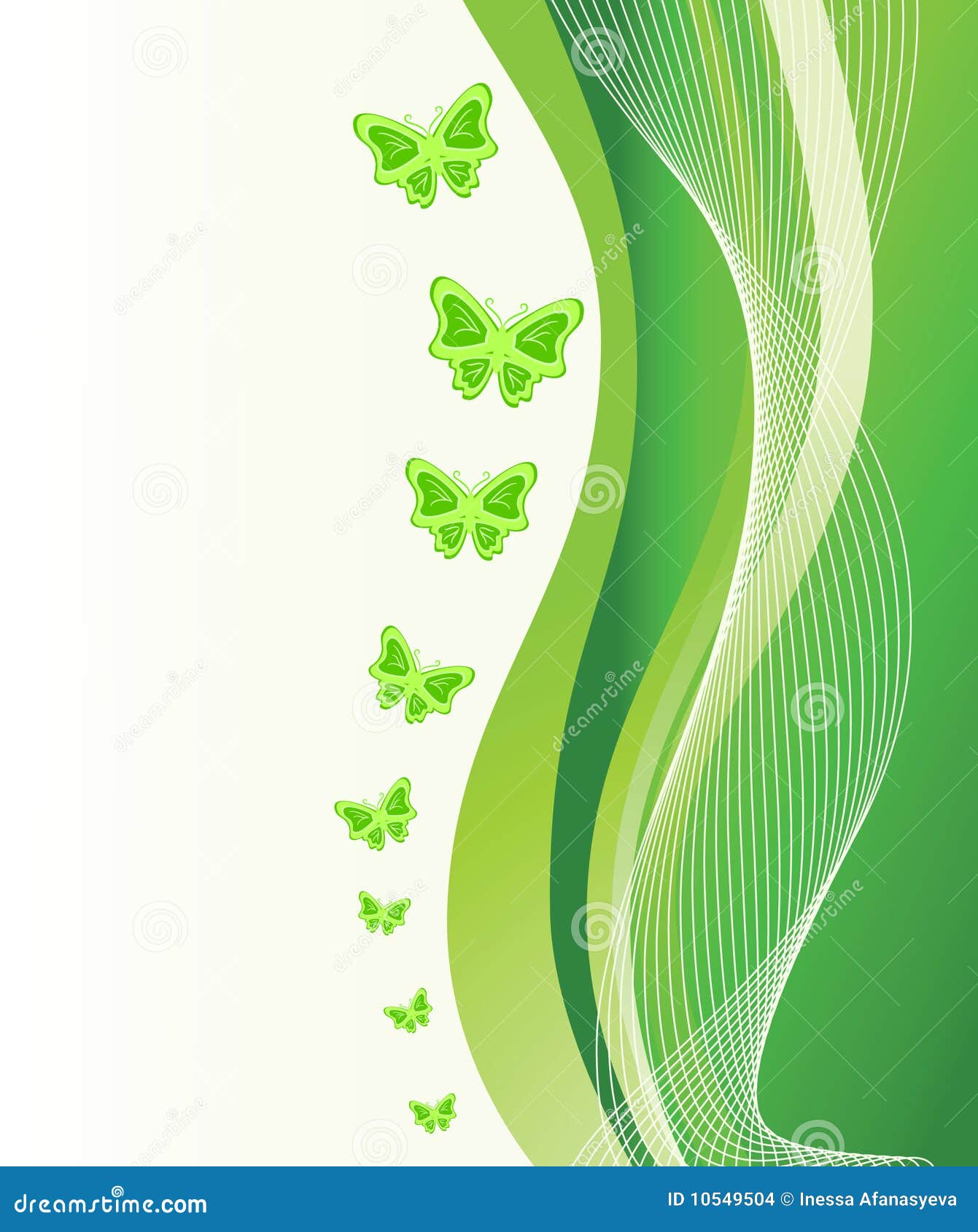 Abstract Green Background with Butterflies Stock Vector - Illustration ...
