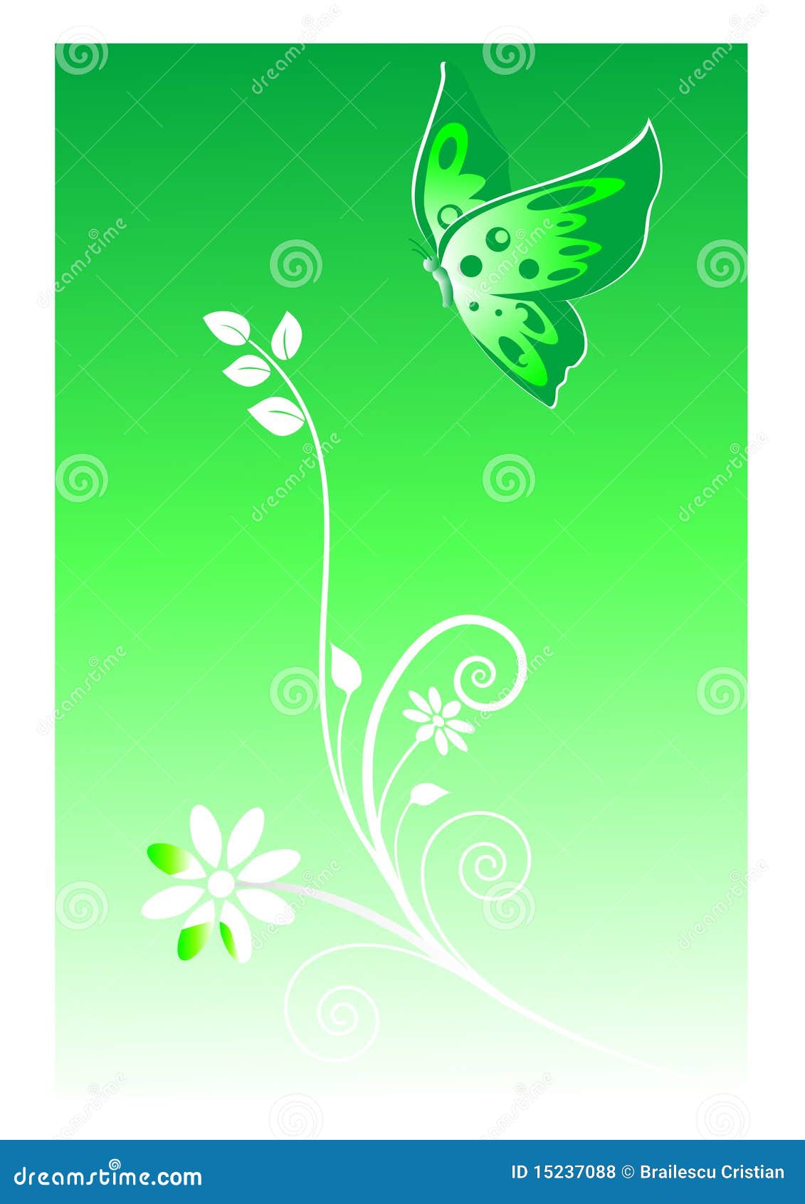 Abstract Green Background with a Butterfly Stock Vector - Illustration ...