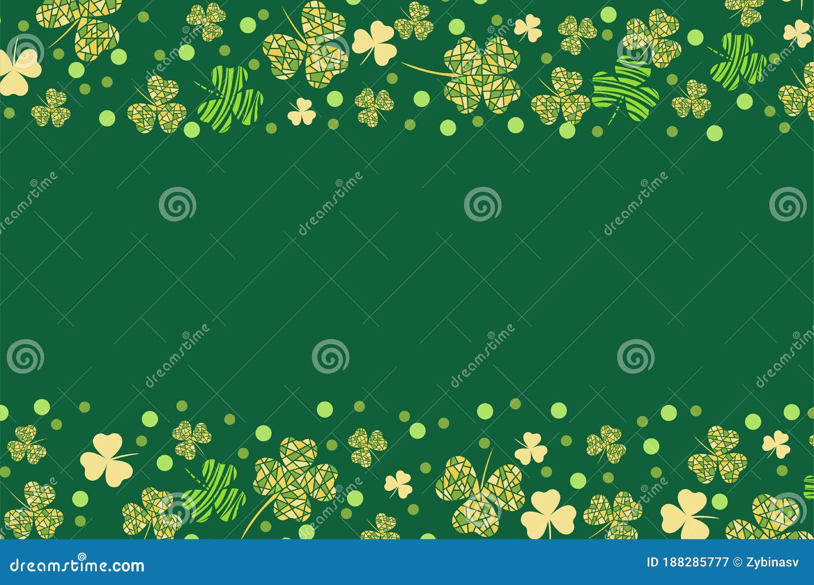 Abstract Green Background with Clover Leaves and Textures. Design with ...