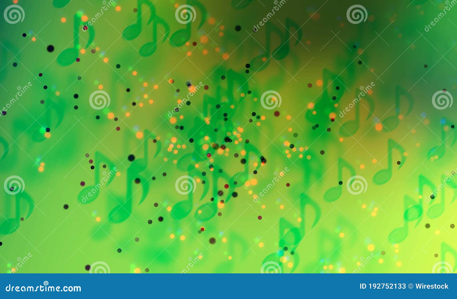 Abstract Green Background with Music Notes Stock Illustration ...