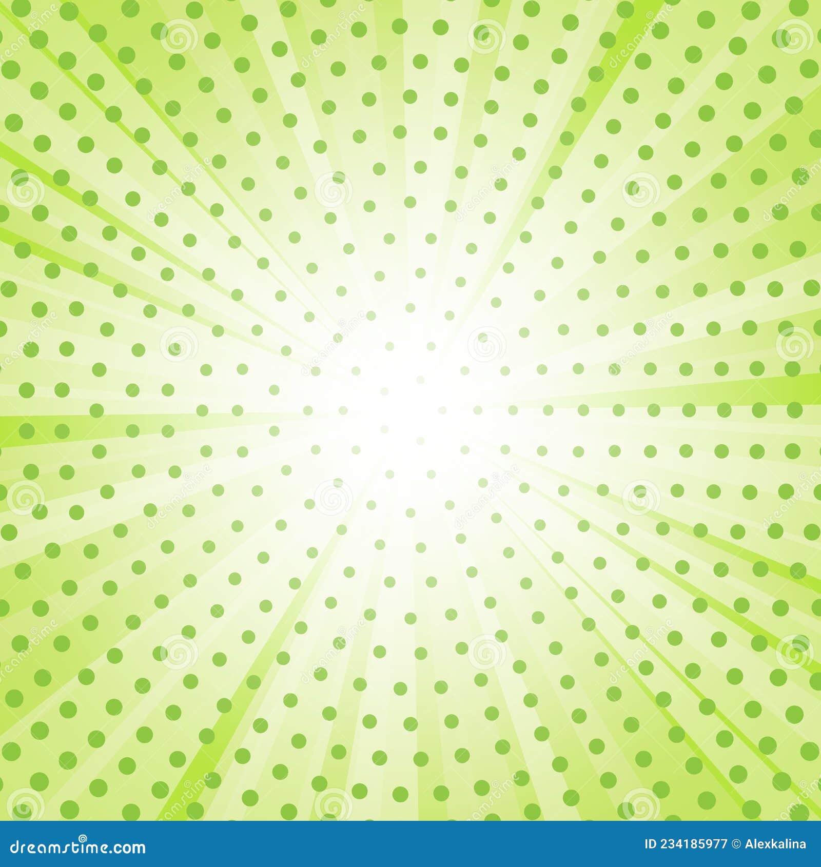 Abstract Green Background with Sun Ray and Dots. Summer Vector ...