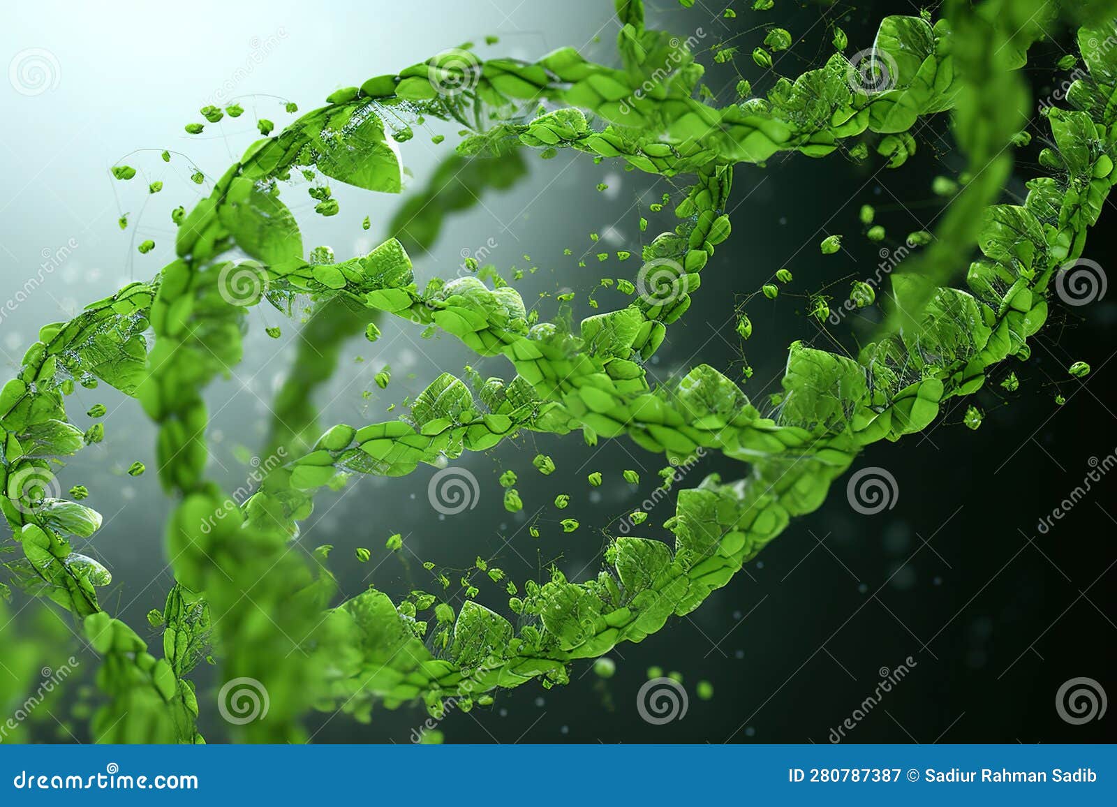 Abstract Green Background with Wave. DNA Made Out of Green Leaves Stock ...