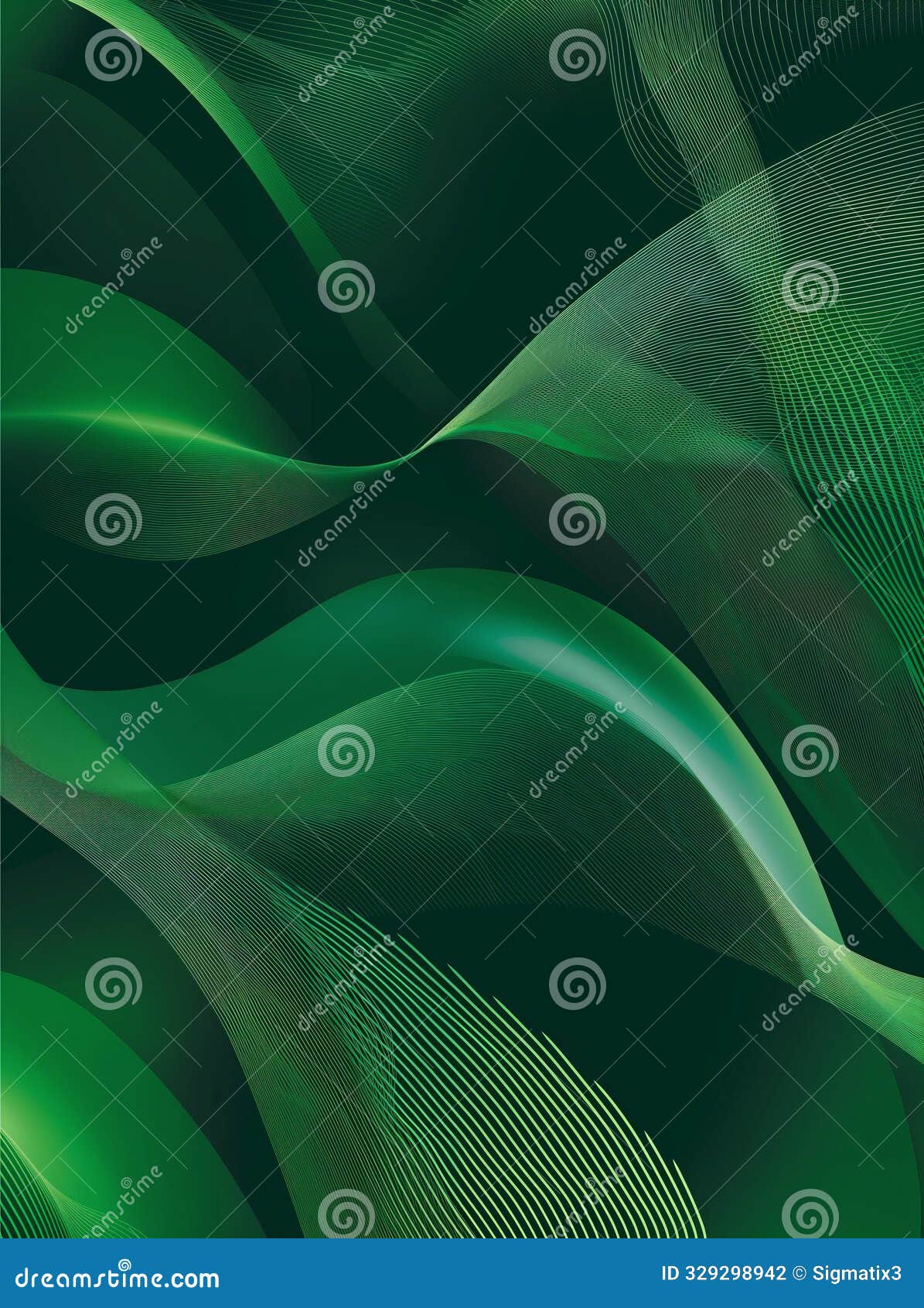 Abstract Green Background with Waves and Lines Stock Illustration ...