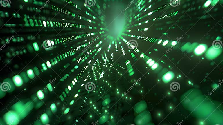 Abstract Green Binary Code Data Visualization Stock Illustration - Illustration of internet ...