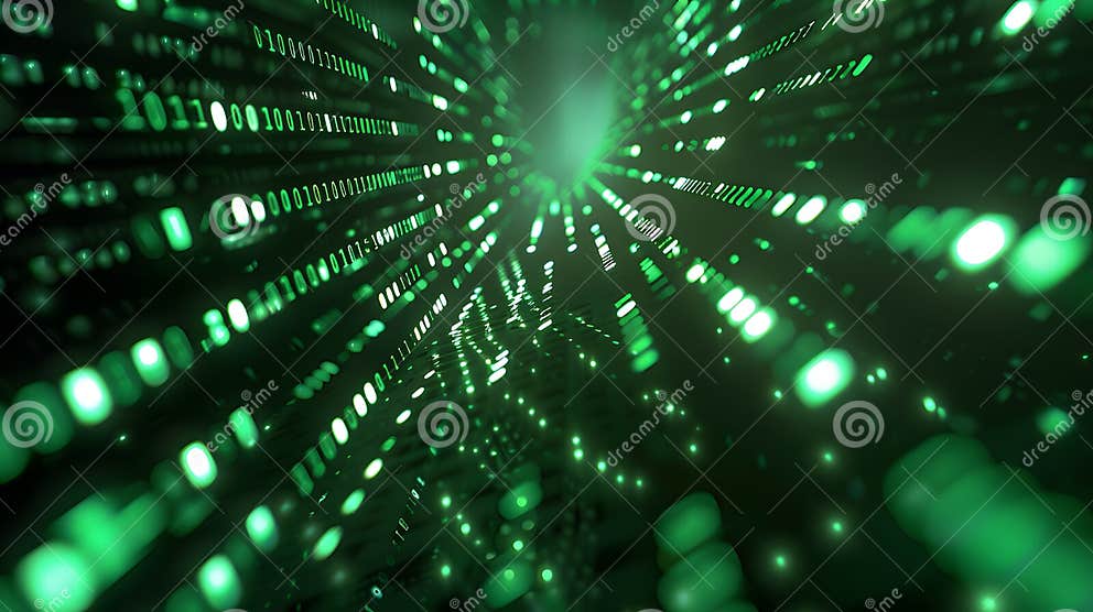 Abstract Green Binary Code Data Visualization Stock Illustration - Illustration of internet ...