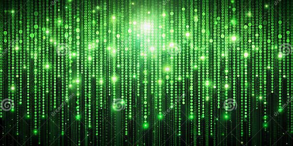Abstract Green Binary Matrix Code Background Generative by AI Stock ...