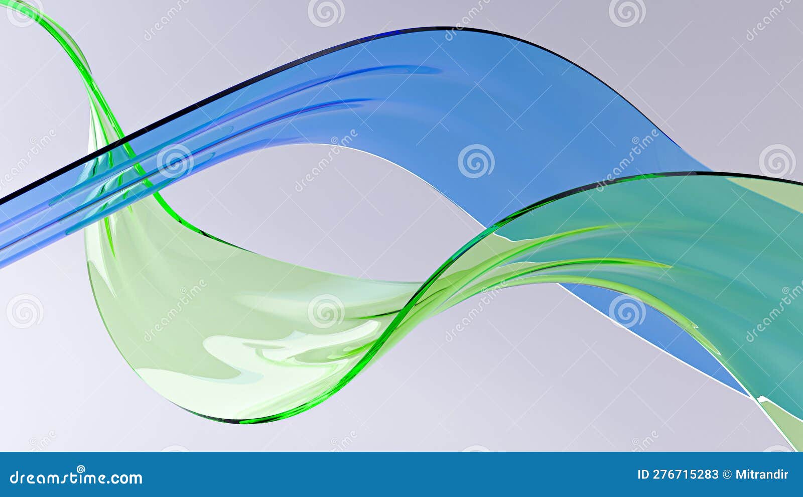 Abstract Green and Blue Glass Flow Waves on Bright Background Stock ...