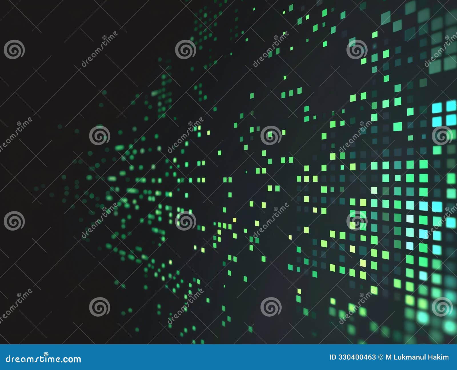 Abstract Green and Blue Pixel Pattern on Black Background for Digital ...