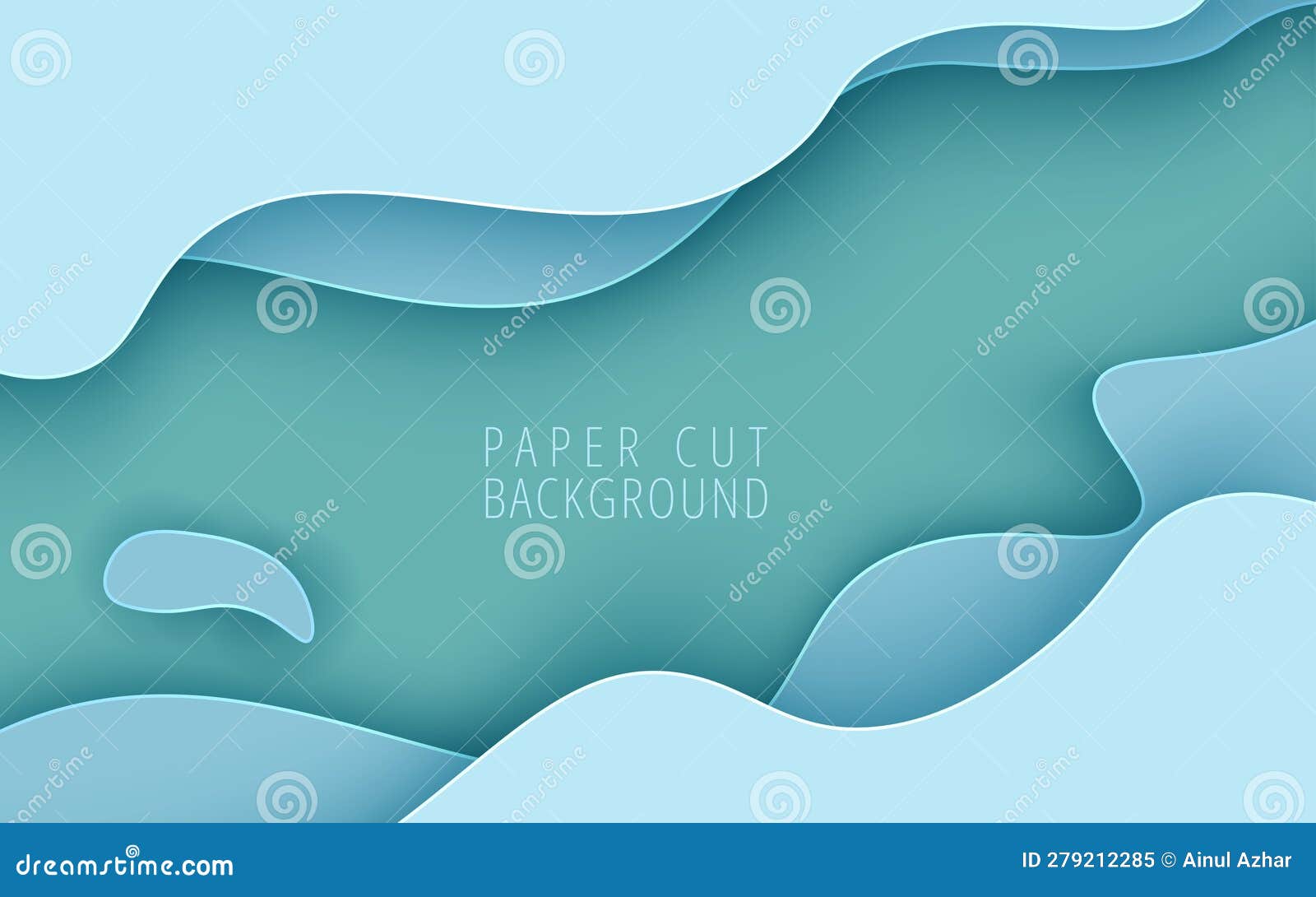 Abstract Green Blue Soft Liquid Color Papercut Wavy Layers Background ...
