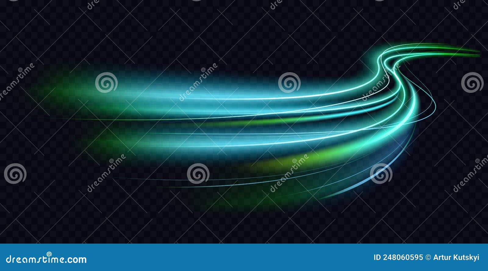 Abstract Green Blue Wave Light Effect in Perspective Stock Vector ...