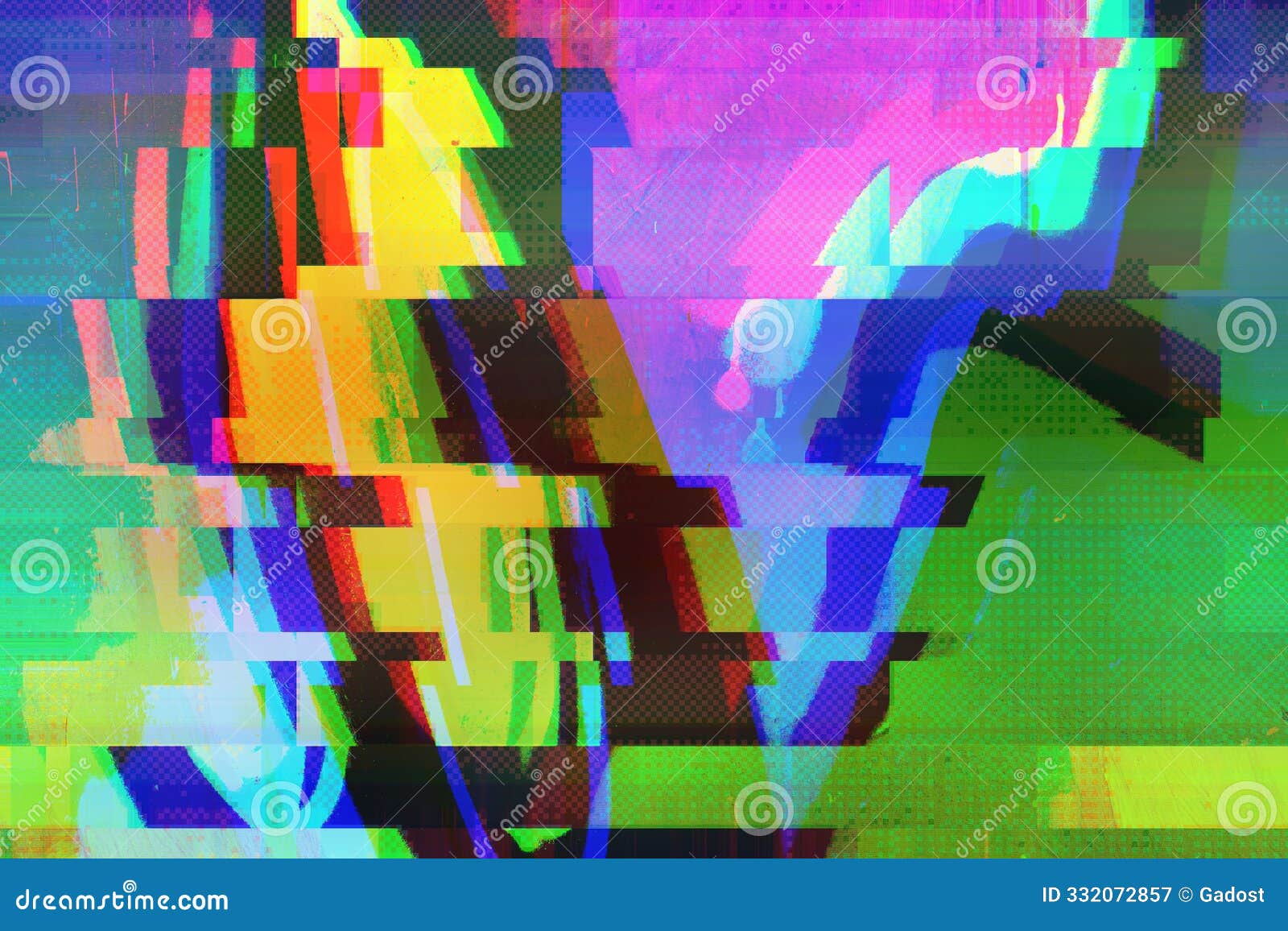 Abstract Green, Blue, Yellow Motion Glitch Art Background 8 Bit Pixel ...