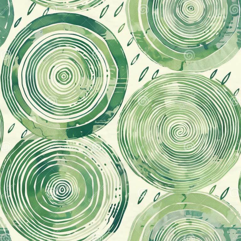 Abstract Green Circle Pattern Design with Watercolor Texture Stock ...