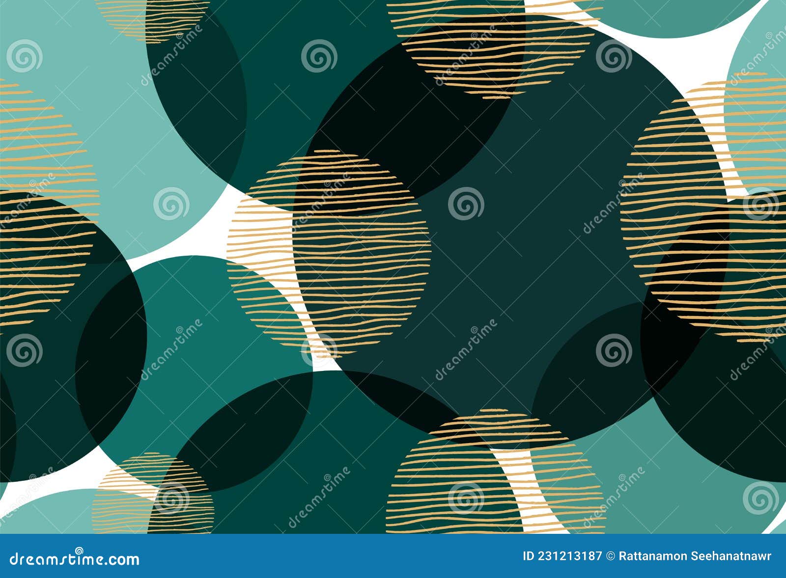 Abstract Green Circles Pattern Seamless on White Background. Modern ...