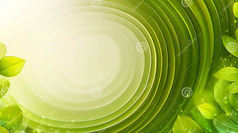 Abstract Green Circular Pattern with Leaves Stock Illustration ...
