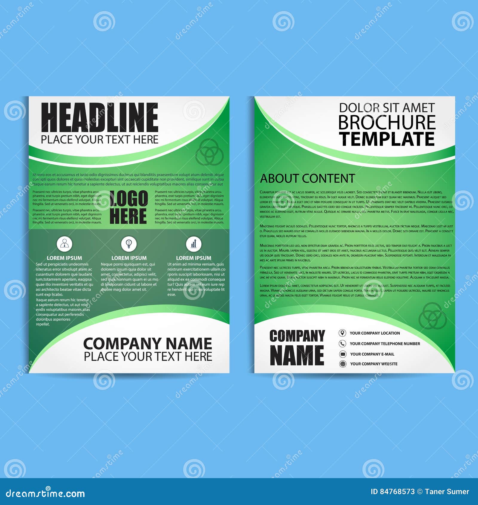 Abstract Green Color Flyer Design Template Stock Vector - Illustration ...