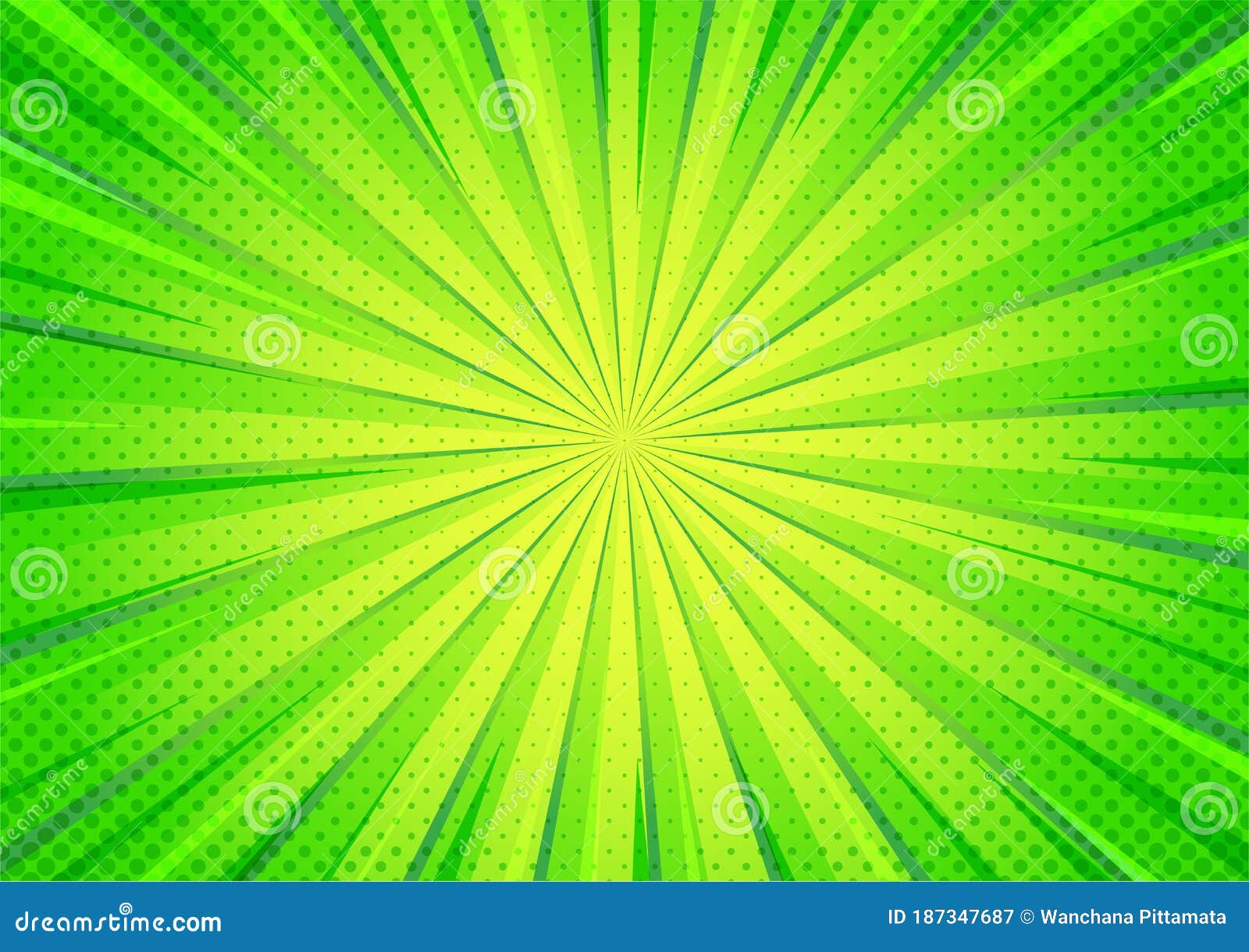 0001 Abstract Green Comic Cartoon Style Halftone Zoom Pattern Stock ...