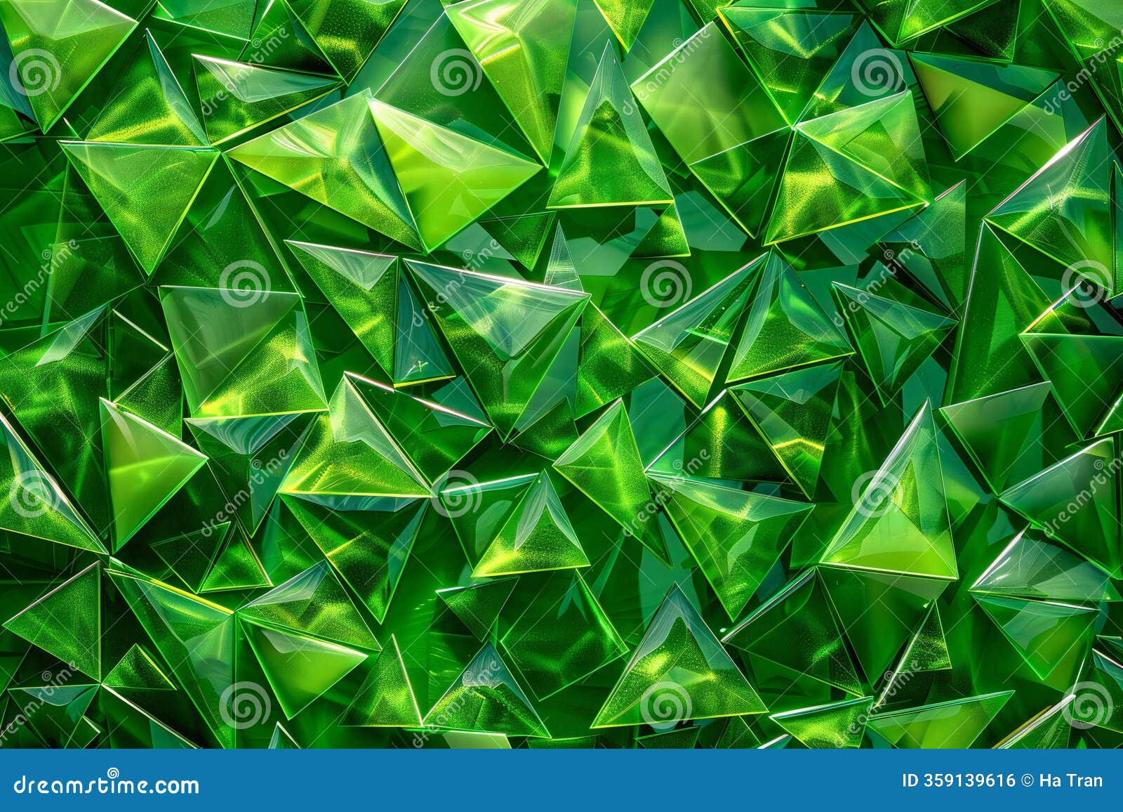 Abstract Green Crystal Background, Polygonal Pattern, Render Stock ...