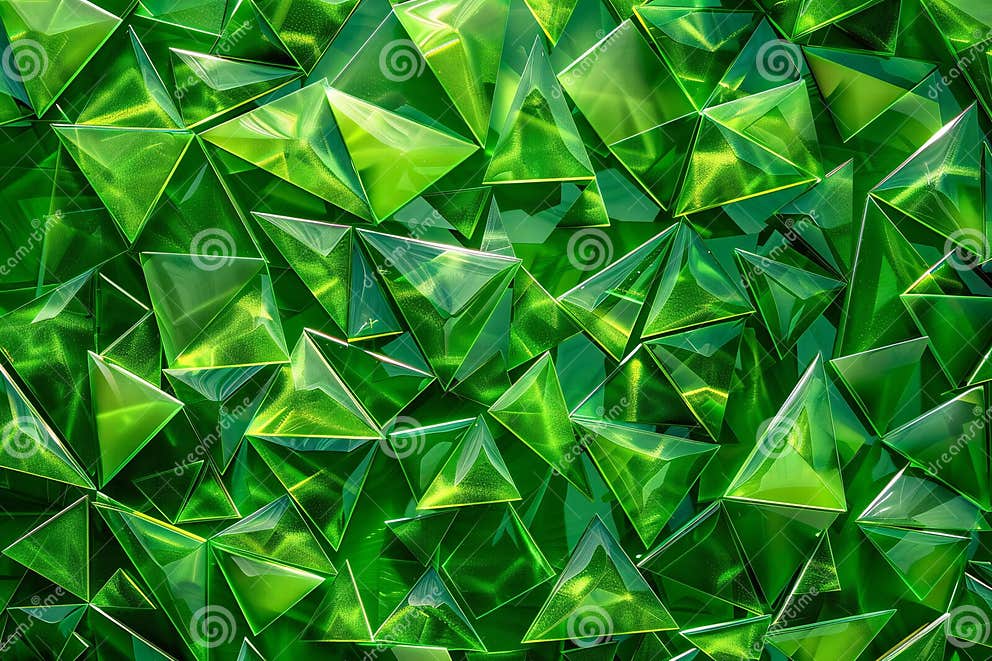 Abstract Green Crystal Background, Polygonal Pattern, Render Stock ...