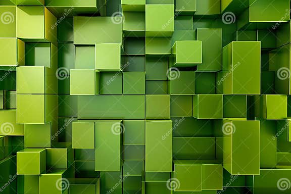 Abstract Green Cube Background 3D Rendering of Geometric Shapes Modern ...