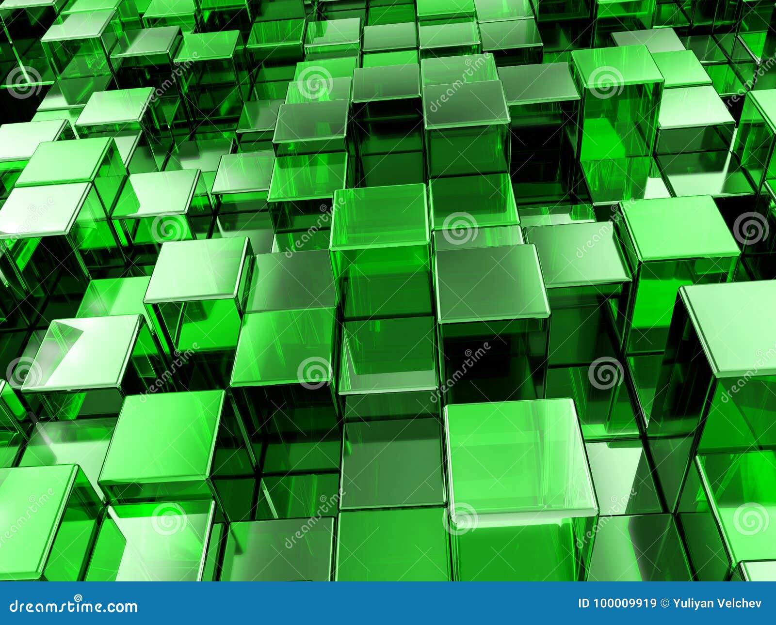 Abstract Green Cubes Background Stock Illustration - Illustration of ...