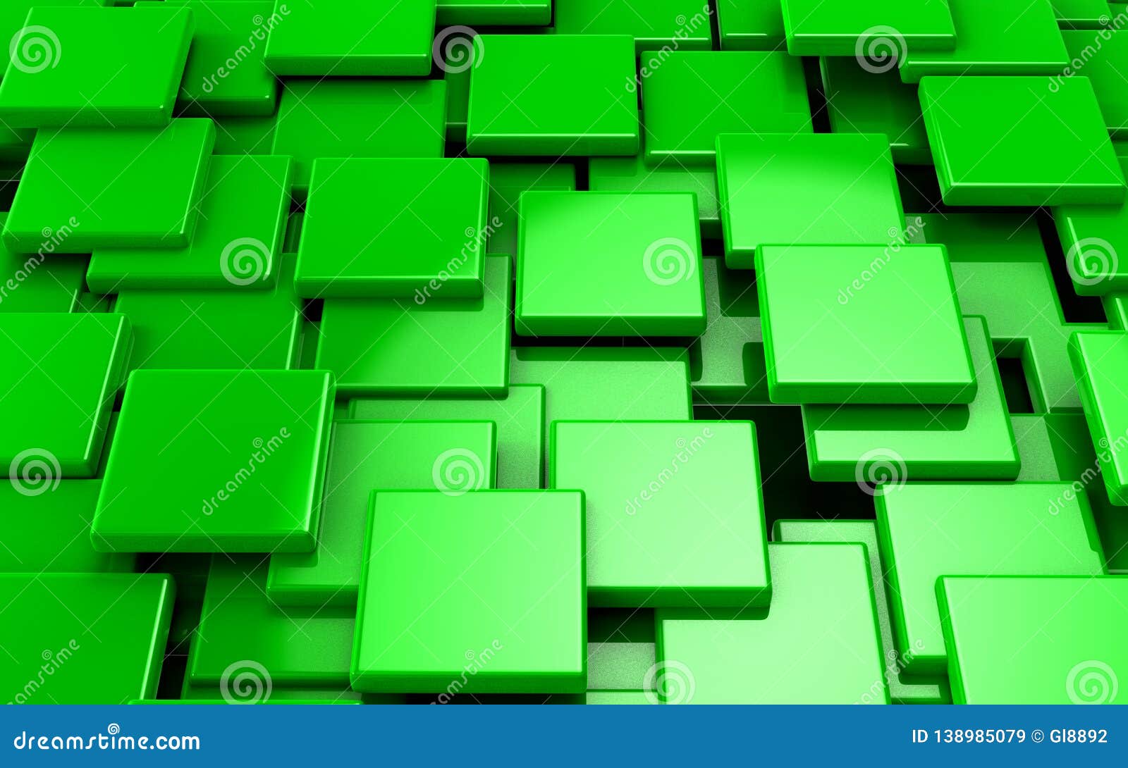 Abstract Green Cubes Concept Rendered Stock Illustration - Illustration ...