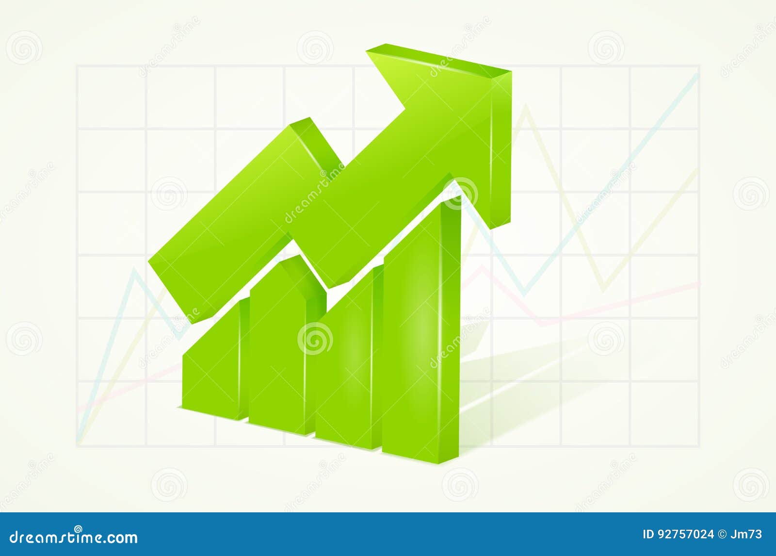 Abstract Green 3D Chart Icons with Arrow and Shadow Stock Vector ...