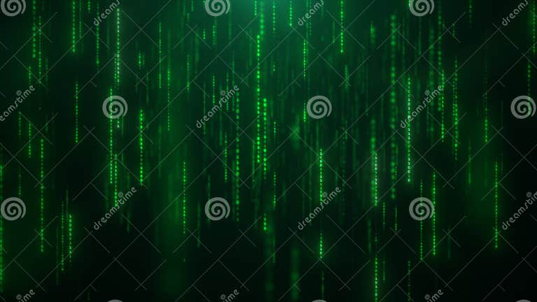 Abstract Green Digital Binary Code Matrix Rain Wallpaper, Symbolizing ...