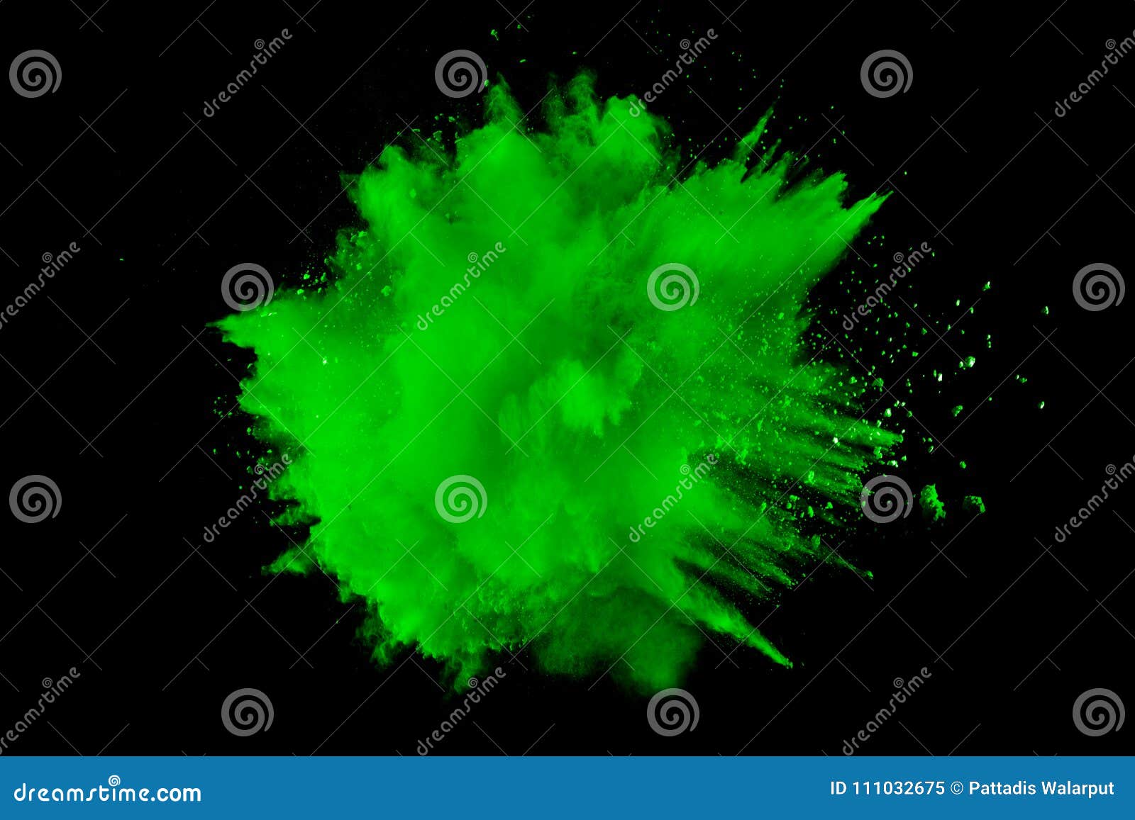 Abstract Green Dust Explosion on Black Background. Stock Image - Image ...