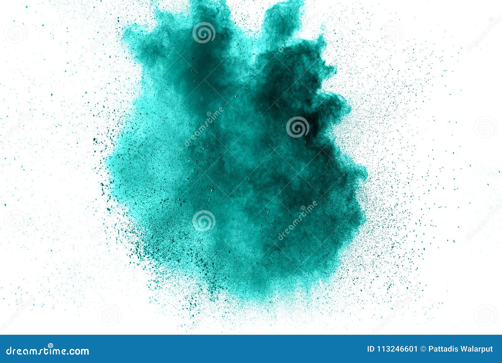 Abstract Green Dust Explosion on White Background. Stock Image - Image ...