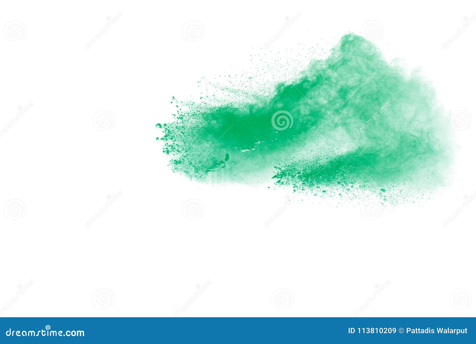 Abstract Green Dust Explosion on White Background. Stock Image - Image ...