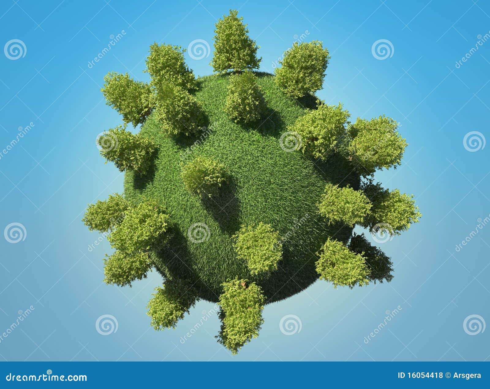 Abstract Green Earth Planet with Trees Stock Illustration ...
