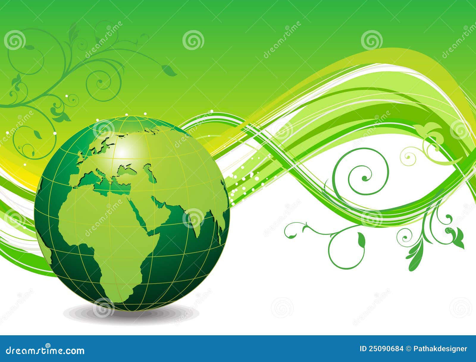 Abstract Green Eco Wave Background Stock Vector - Illustration of green ...