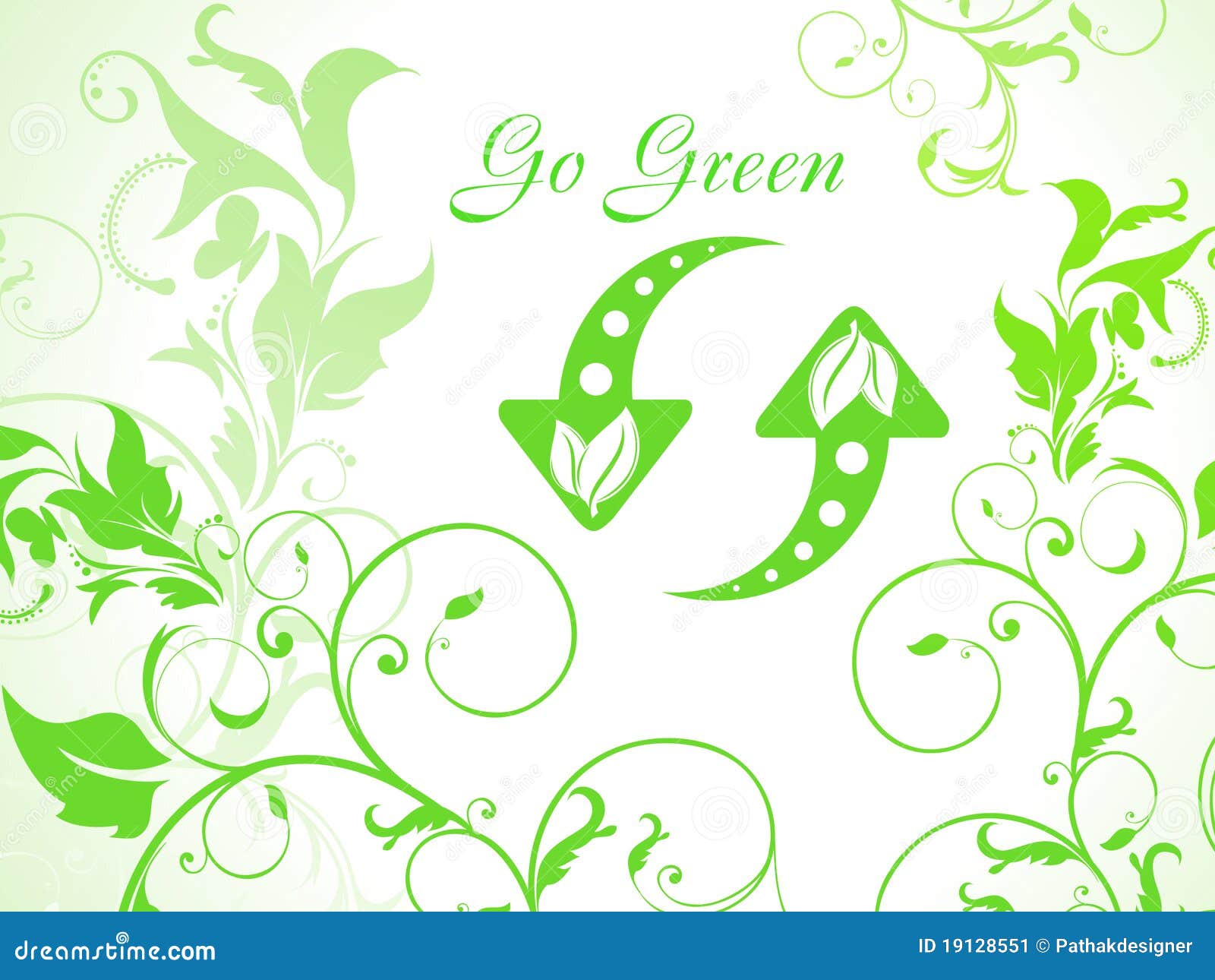 Abstract Green Floral Background with Refresh Icon Stock Vector ...
