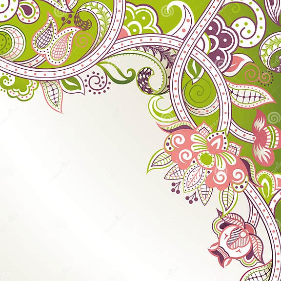 Abstract Green Floral Corner Stock Illustration - Illustration of ...