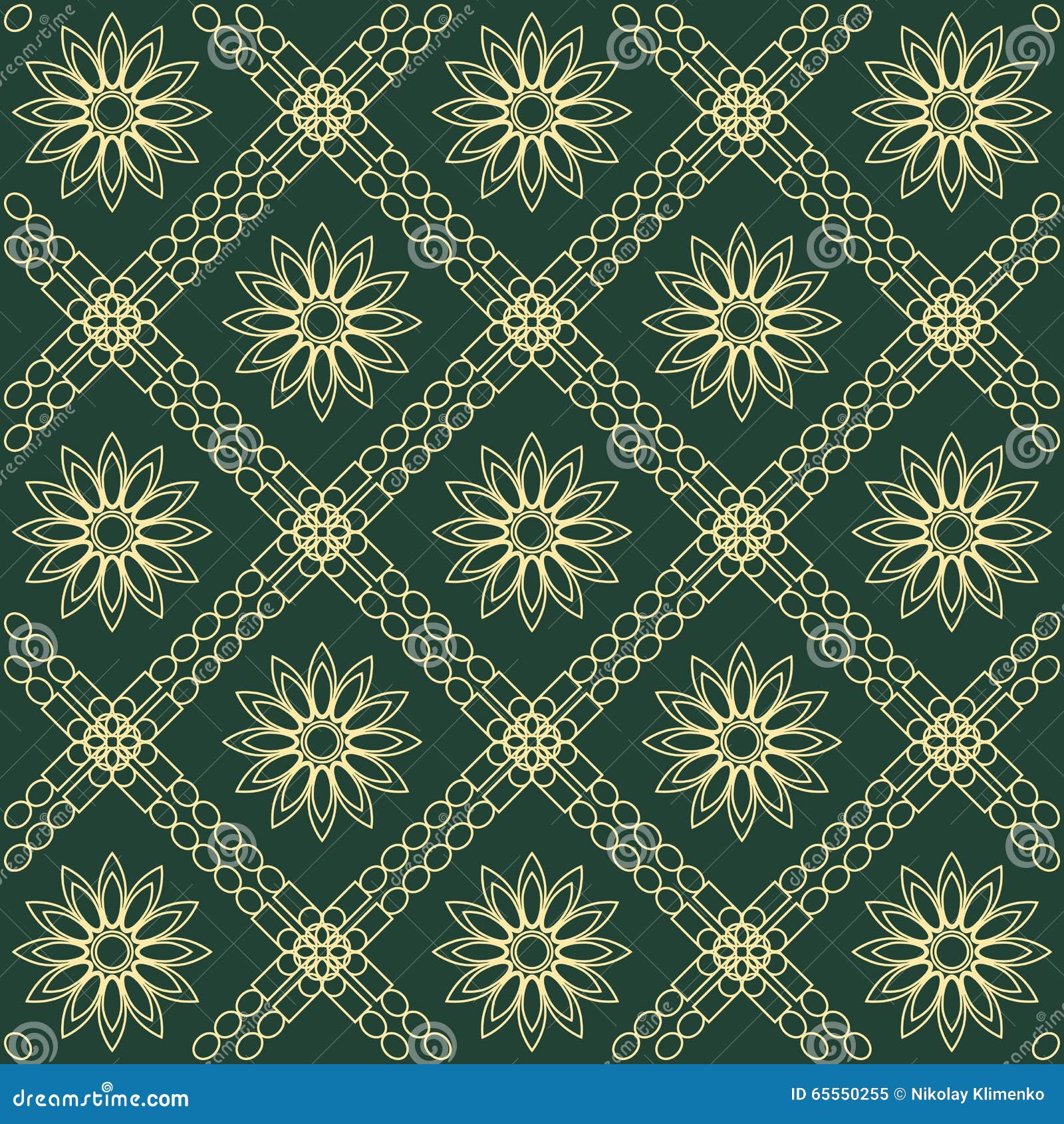 Abstract Green Flower and Grid Pattern Illustration Eps 1 Stock Vector ...