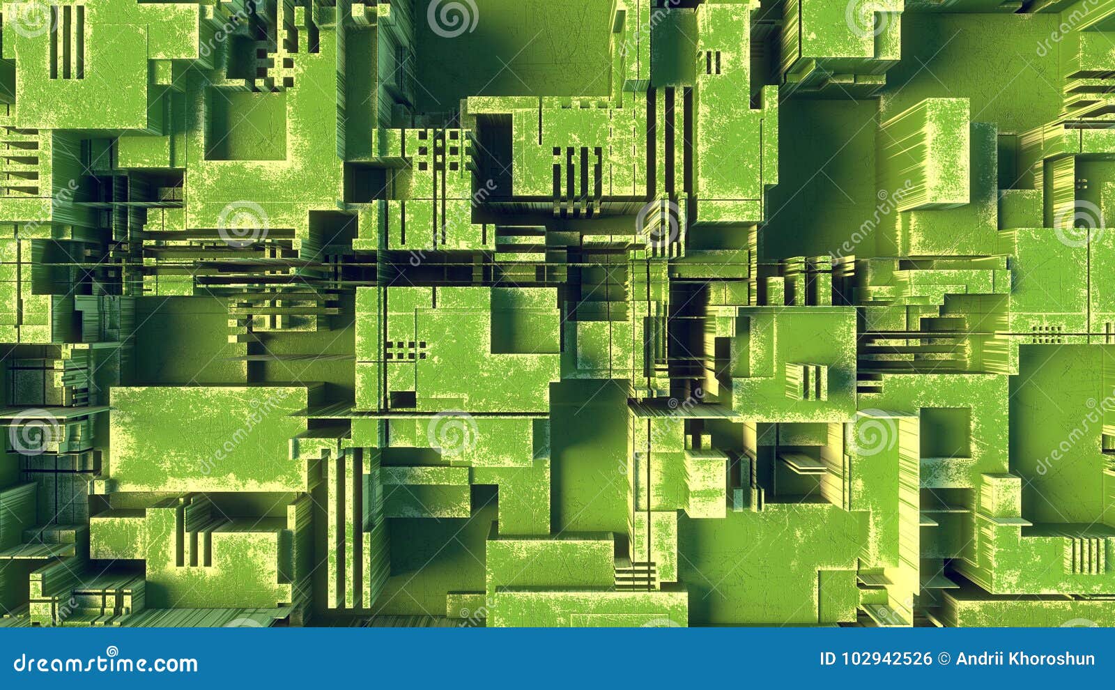Abstract Green Futuristic Techno Pattern. Digital 3d Illustration Stock ...
