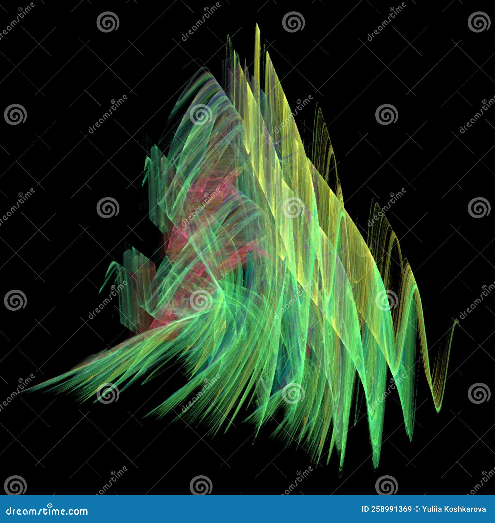 Abstract Green Glowing Pattern on Black Background, Design Stock ...