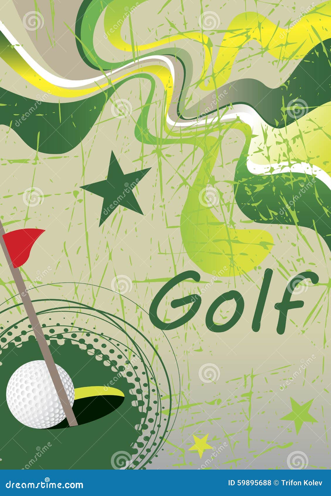 Abstract green golf poster stock vector. Illustration of curve - 59895688